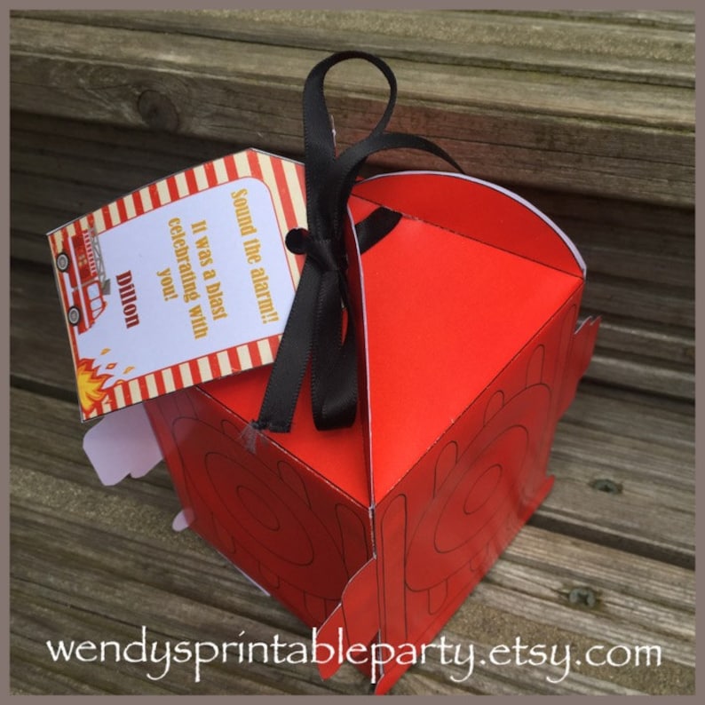 PDF Template Personalized Fire Hydrant Themed Favor Box With Gift Tag ...
