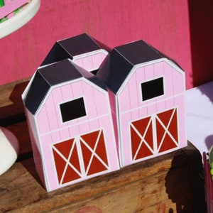 Instant Download Pink Barn Party Favor Box - Girl's Barnyard Birthday ...