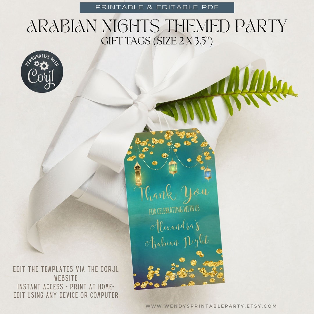 Arabian Nights Themed Gift Tag, Moroccan Wedding, Turkish Lamps, Sweet ...