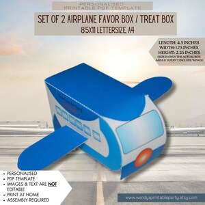 Set of 2 Personalized Airplane Party Favor Box Printable by You / DIY ...