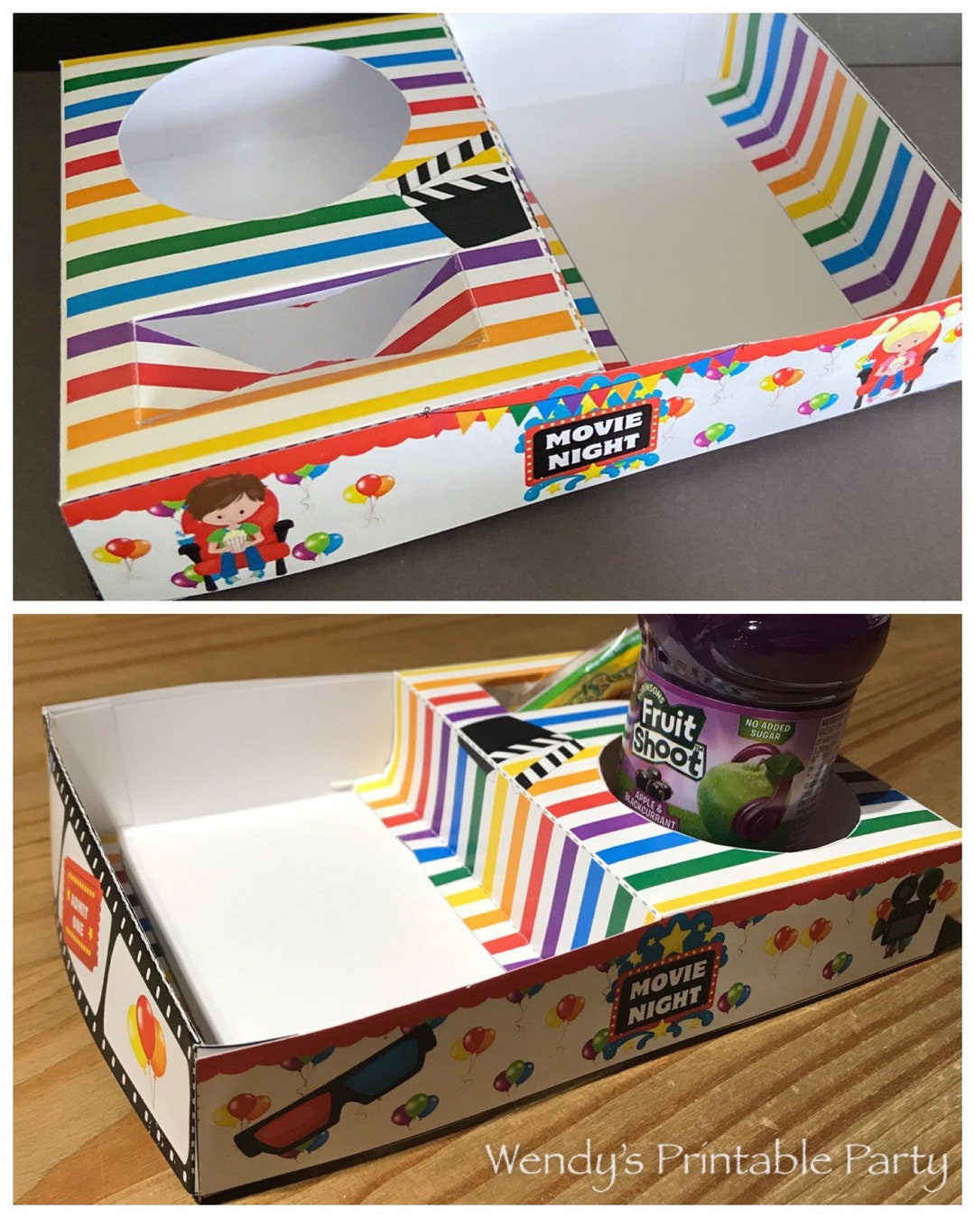 Instant Download - Rainbow Kids Movie Night Popcorn & Snack Tray - DIY ...