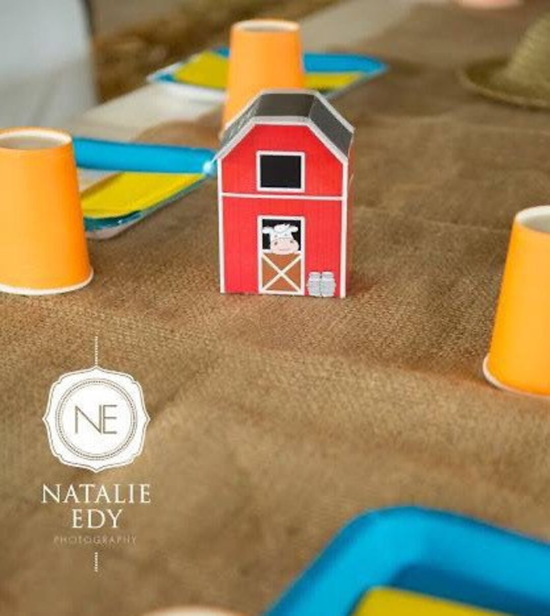 PDF Template Personalized Printable Red Barn Party Favor Box printable ...