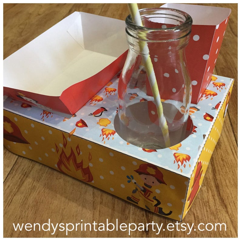 PDF Template Firefighter Themed Party Food Lunch Box With - Etsy