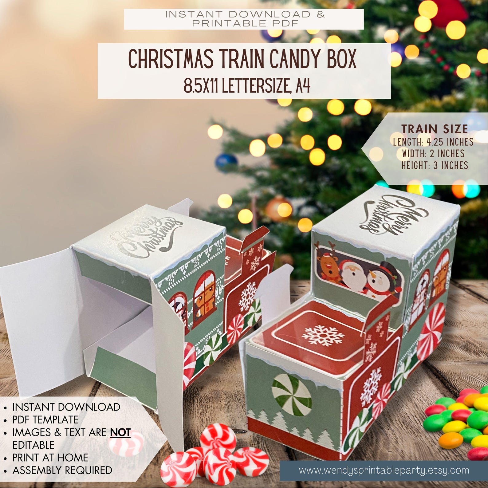 INSTANT DOWNLOAD Santa & Friends Christmas Sweet Train Treat Box ...