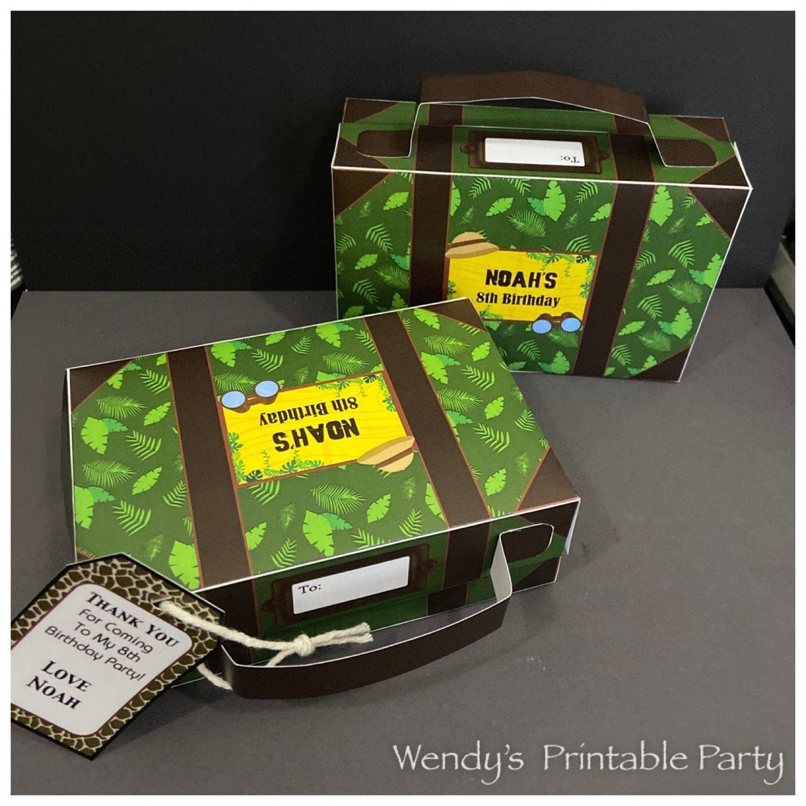 PDF Template Safari Themed Suitcase Template With Personalized Gift Tag ...