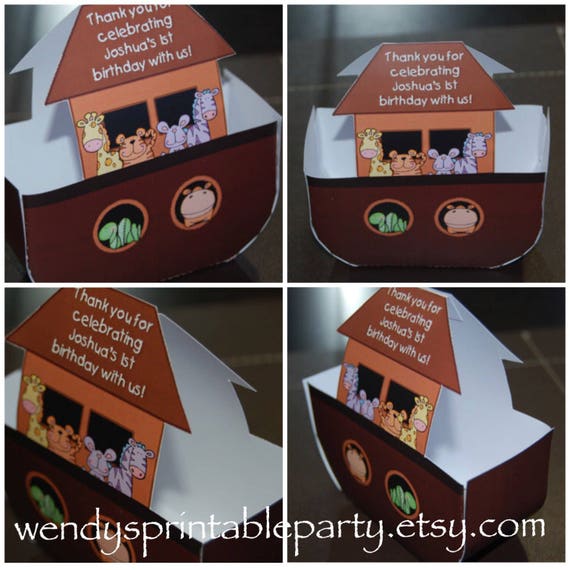 PDF template Personalized Noah's Ark Party favor box / printable by you ...