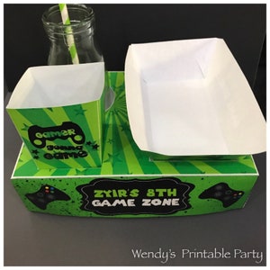 PDF Template Gamer Themed Party Food Lunch Box With Hotdog Tray ...