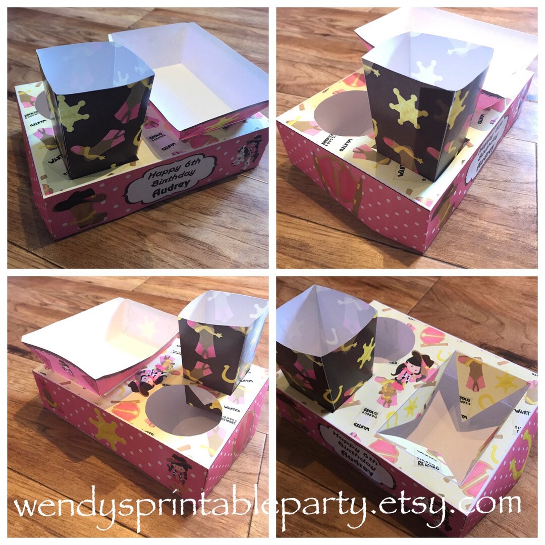 PDF Template Rodeo / Cowgirl Party Food Lunch Box W/ Hotdog Tray ...
