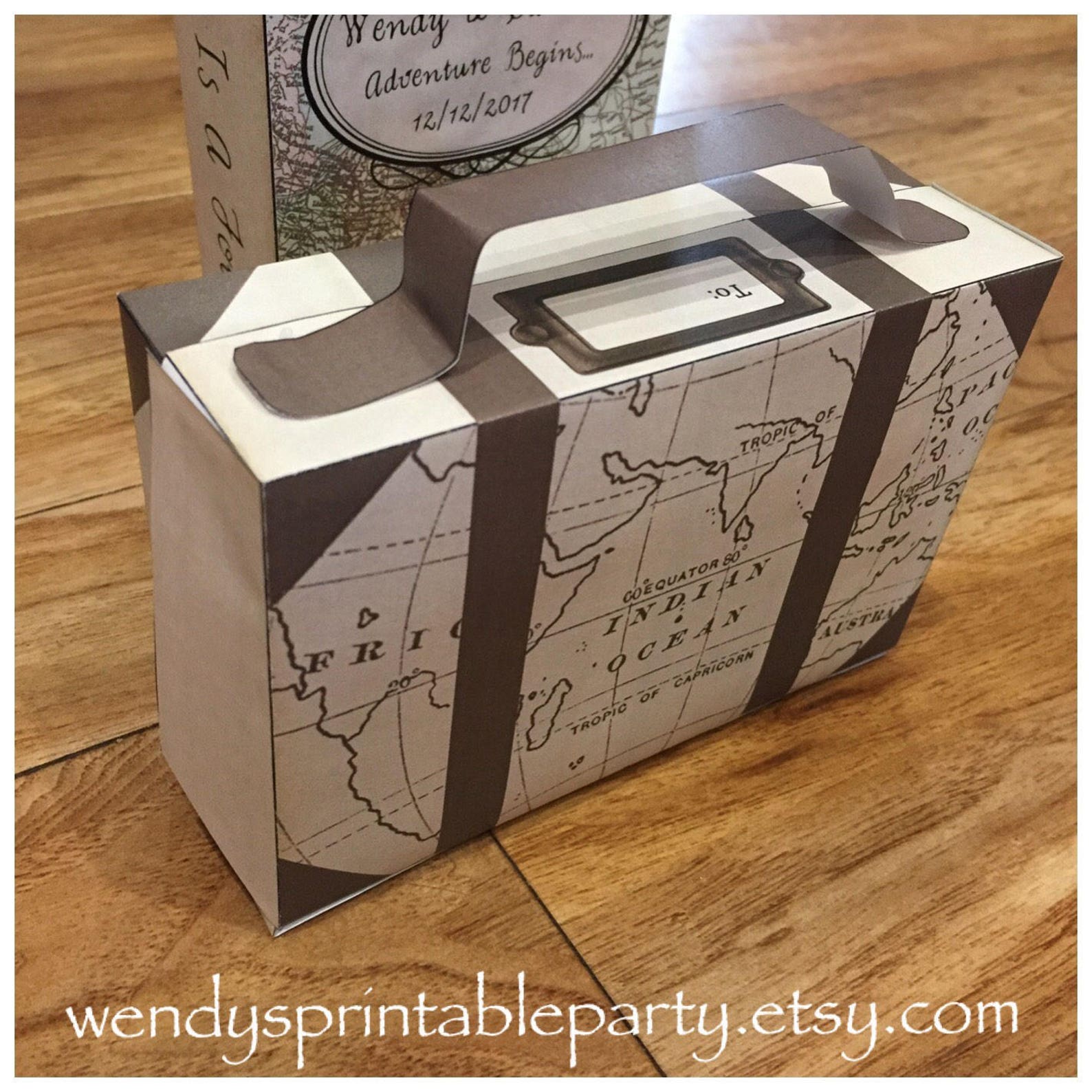 PDF Template Personalised Vintage Maps / Travel Themed Suitcase Treat ...