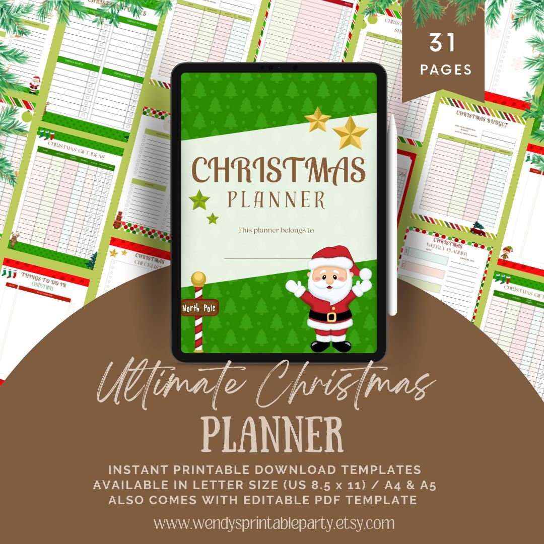 Ultimate Christmas Planner Bundle Editable PDF Instant Digital - Etsy UK