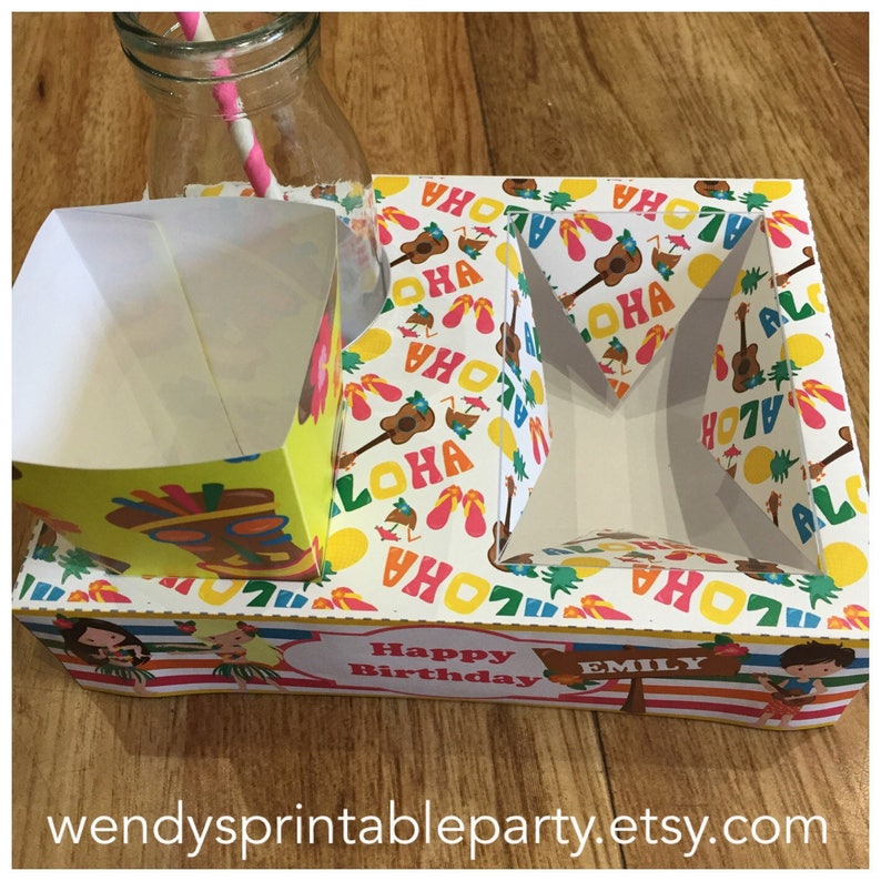 PDF Template Luau/hawaiian Themed Party Food Lunch Box With - Etsy