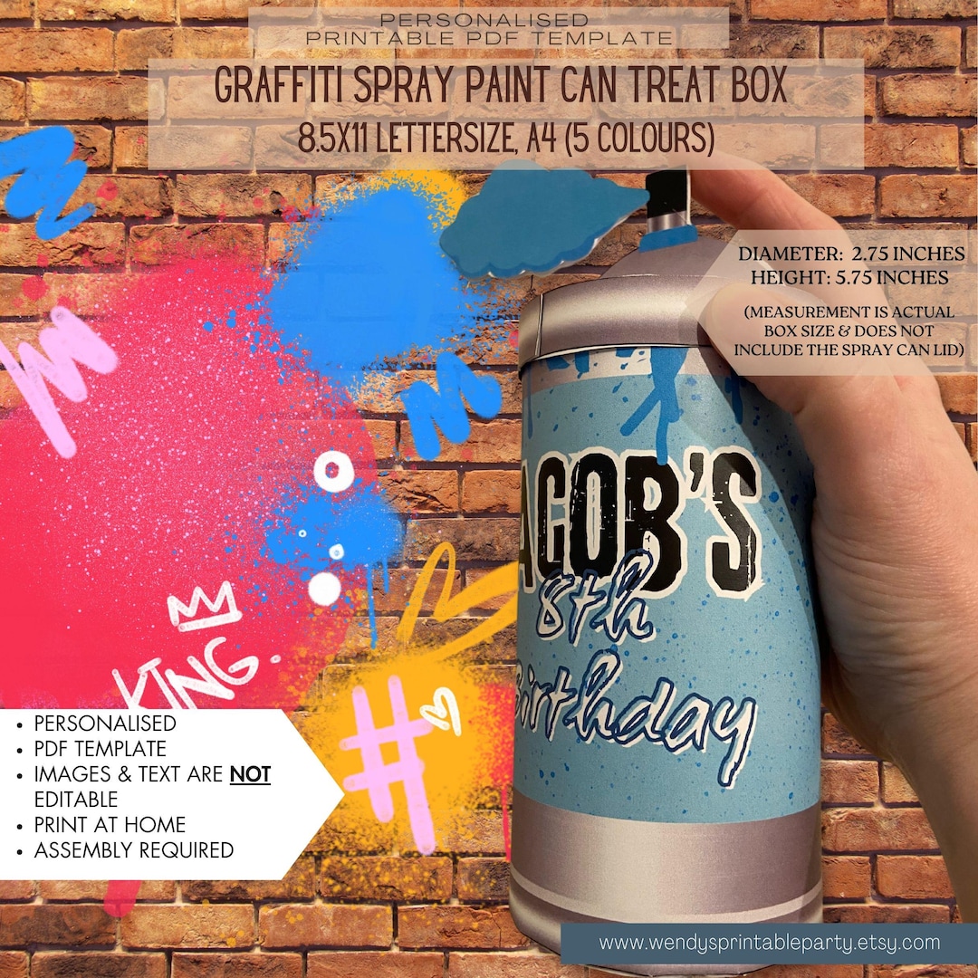Graffiti Spray Paint Can Treat Box Template (personalized PDF) 5 ...