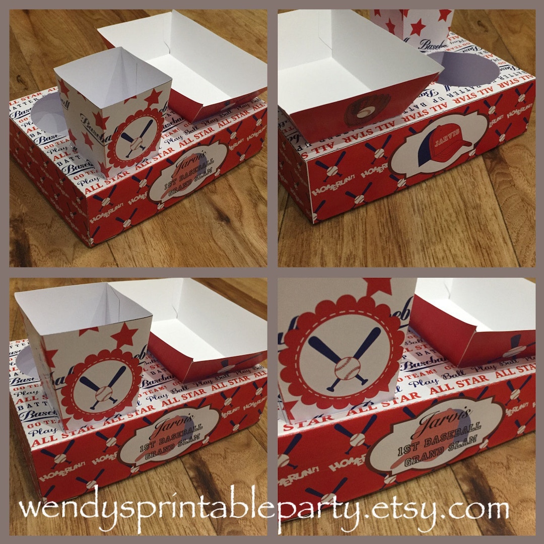 PDF Template Baseball Themed Party Food Lunch Box With Hotdog Tray ...