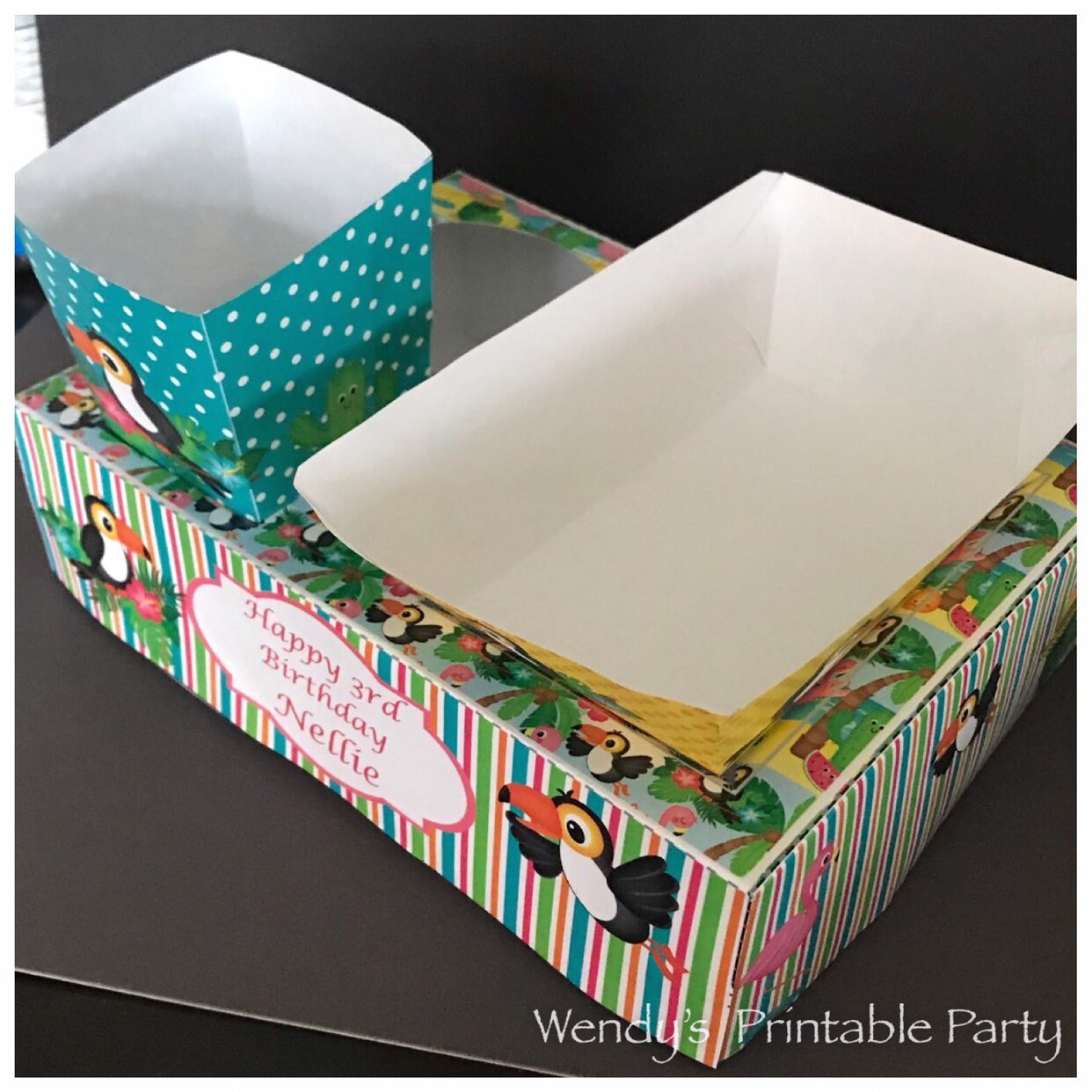 PDF Template Tropical Themed Party Food Lunch Box With Hotdog Tray ...