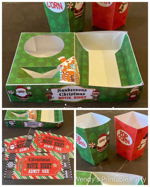 Personalised PDF template Kids Christmas Movie Night / Cinema Set ...