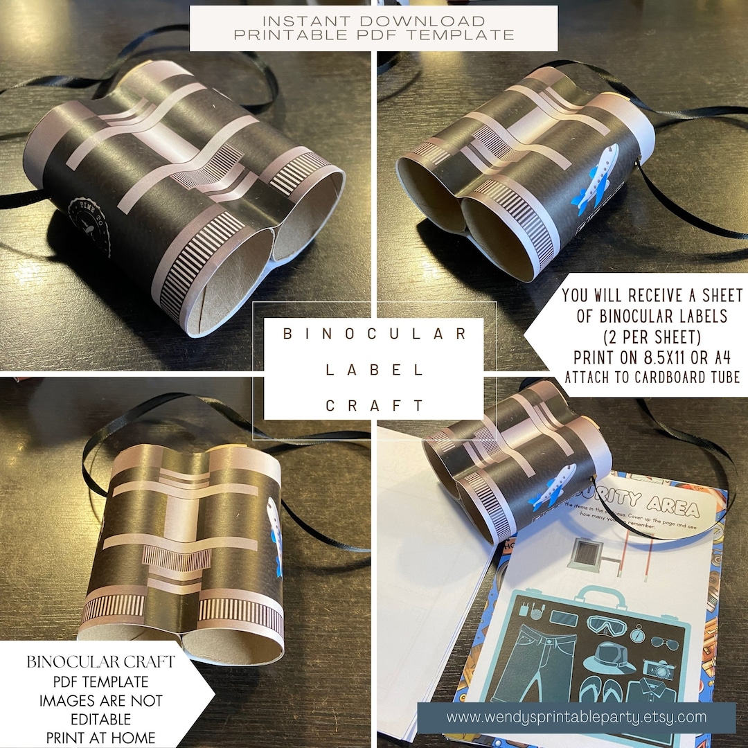 Kids Airport Travel Activity Book & Binocular Labels • Airplane Game ...