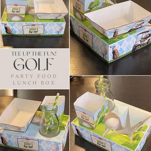 Tee up the Fun! Golf Themed Party Lunch Box Set - Hotdog Tray & Popcorn ...