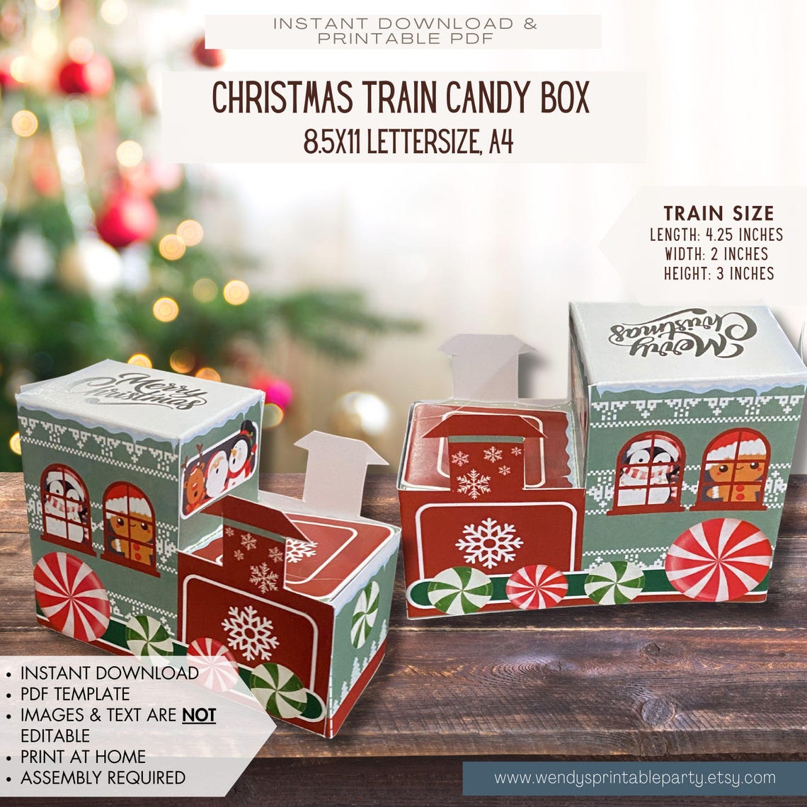 INSTANT DOWNLOAD Santa & Friends Christmas Sweet Train Treat Box ...