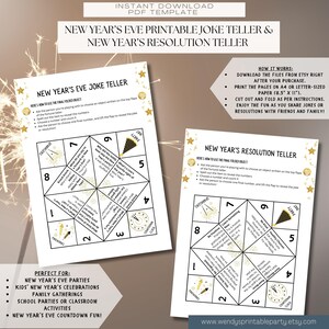 New Year’s Eve Printable Joke Teller & New Year’s Resolution Teller ...