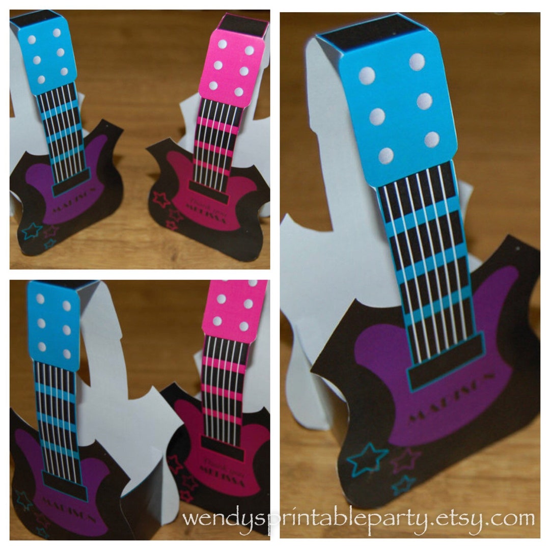PDF Template Rock Star Guitar Favor / Treat Bag (personalized & Diy) in ...