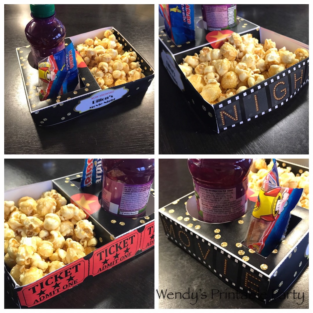 PDF Template Red and Black Movie Night Popcorn/ Cinema Tray (printable ...