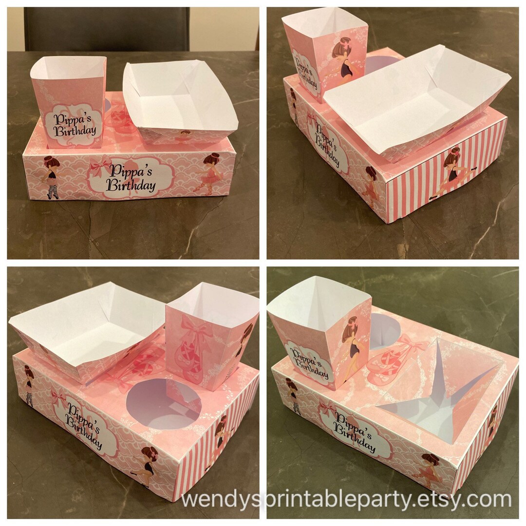 PDF Template Ballet / Ballerina Party Food Lunch Box With Hotdog Tray ...