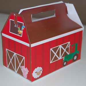 Instant Download PDF Template Barn Themed Favor Box / Farm Animal Treat ...