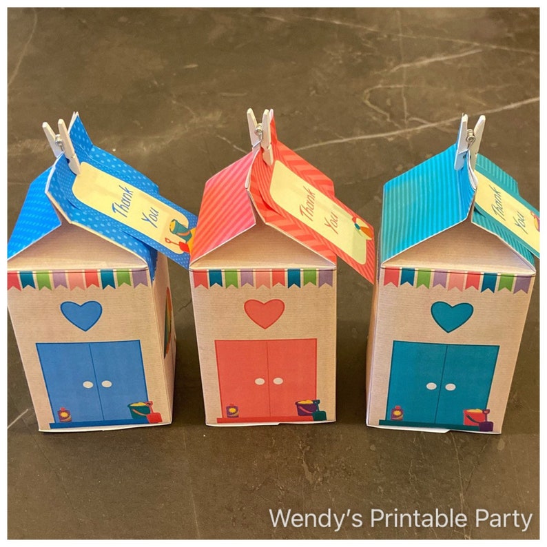 Instant Download PDF Template Set of 3 Beach Hut Party / Treat Box (diy ...