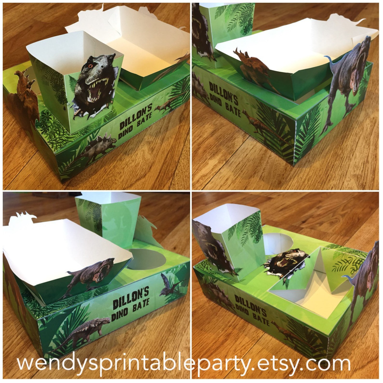 PDF Template Dinosaur Theme Party Food Lunch Box W/ Hotdog - Etsy