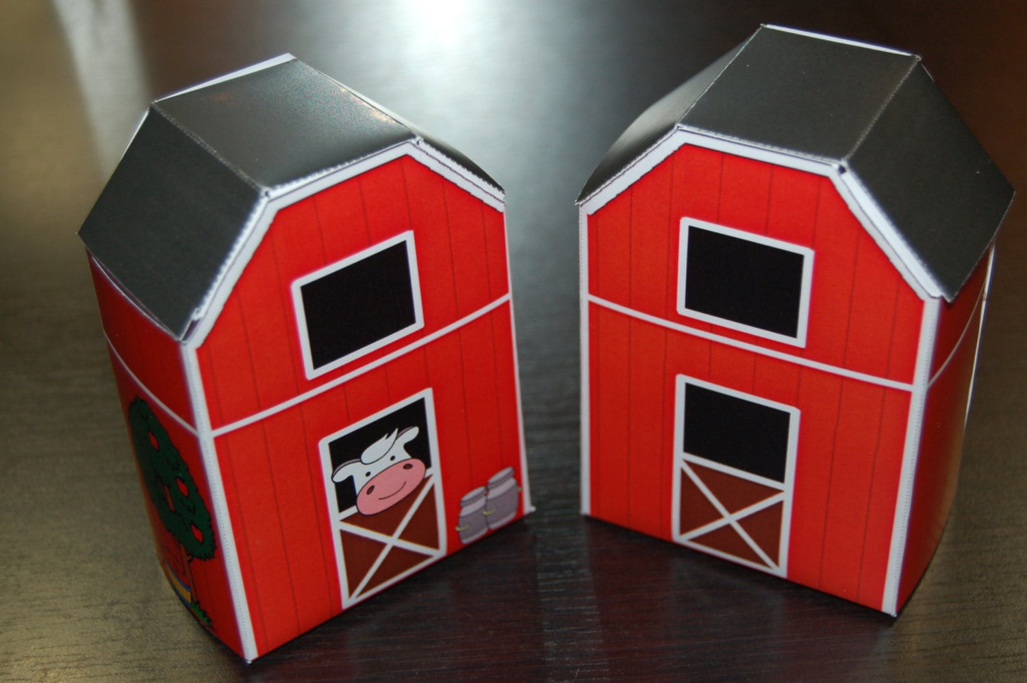 PDF template Personalized Printable Red Barn Party Favor Box | Etsy