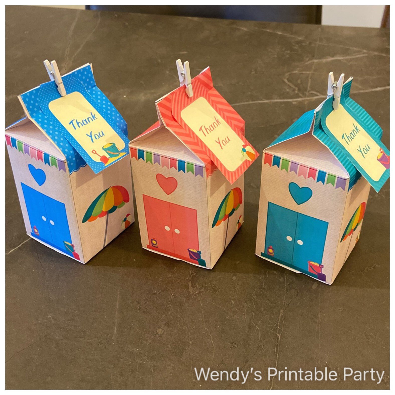 Instant Download PDF Template Set of 3 Beach Hut Party / Treat | Etsy