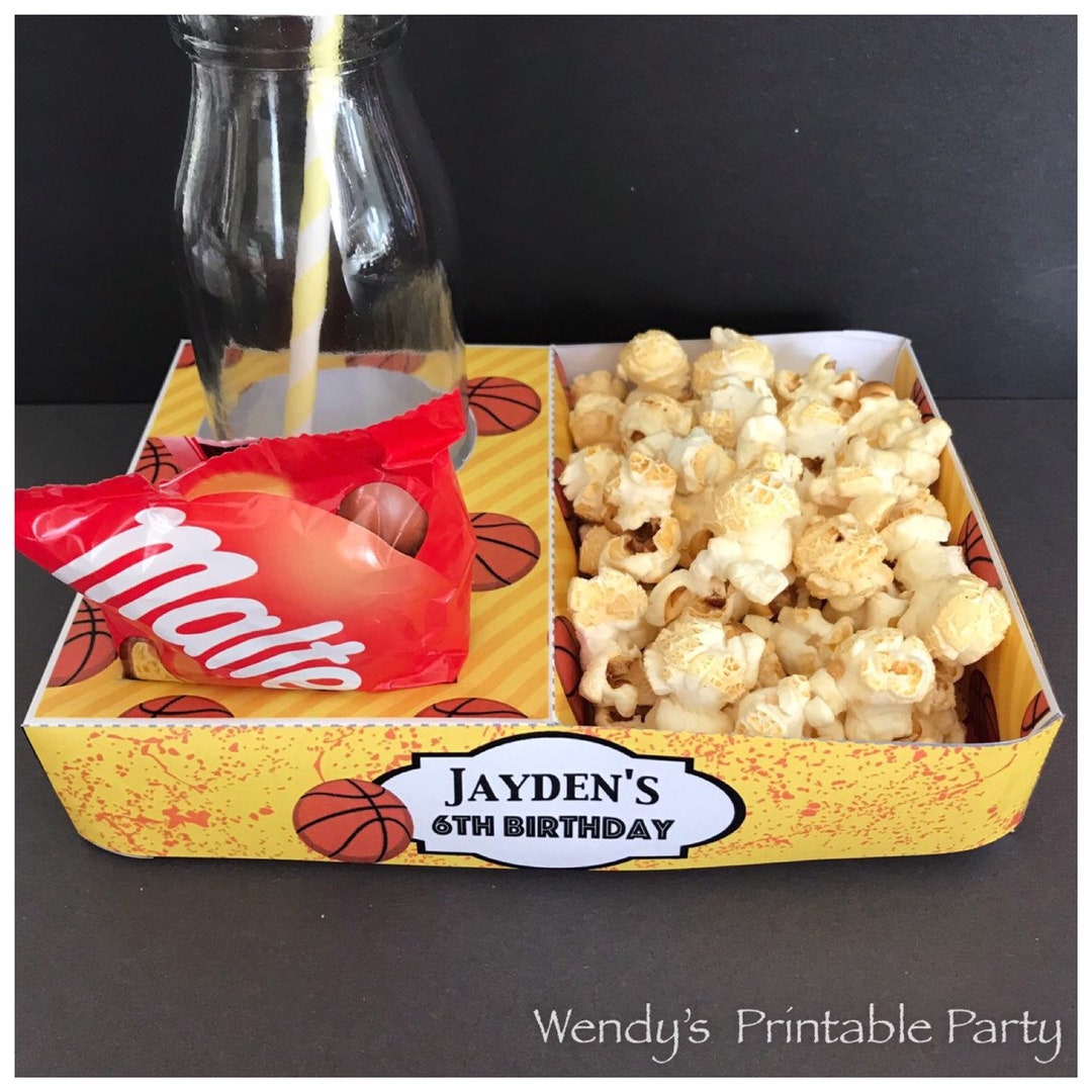 PDF Template Basketball Popcorn /cinema Style Tray (printable by You ...