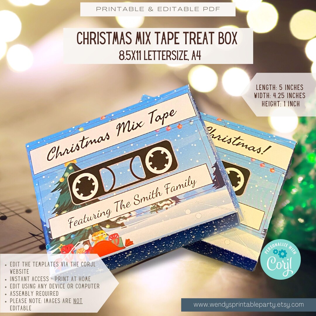 EDITABLE Christmas Mixtape / Cassette Tape Treat Box, Our Song, Love ...