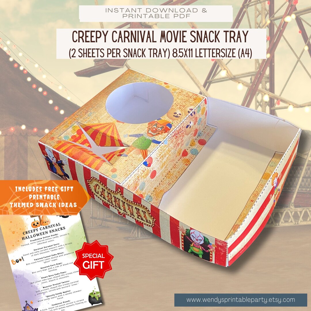 Instant Download PDF Template Creepy Carnival Halloween Movie Snack ...
