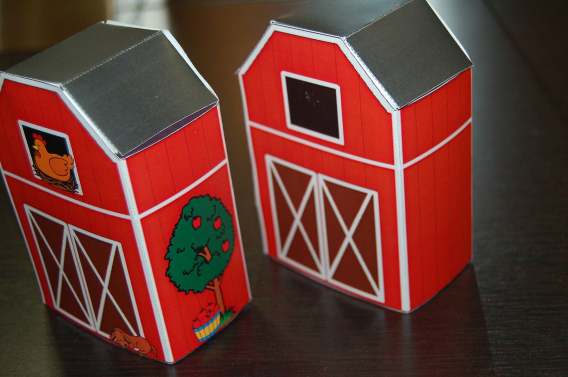 PDF Template Personalized Printable Red Barn Party Favor Box - Etsy
