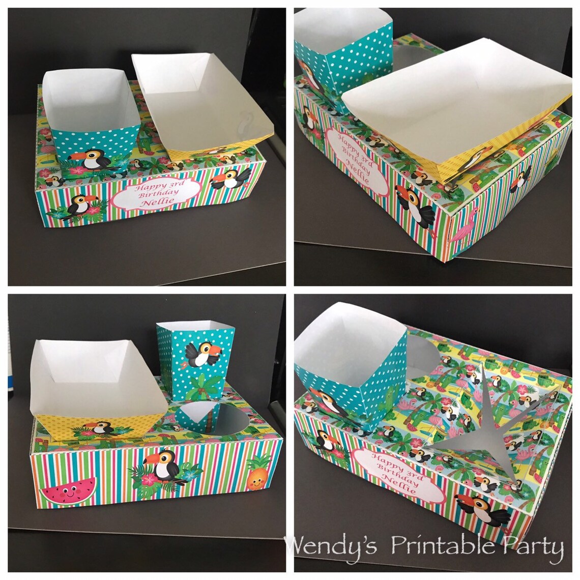 PDF Template Tropical Themed Party Food Lunch Box With Hotdog Tray ...