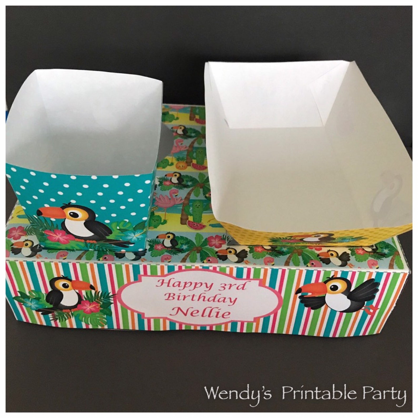 PDF Template Tropical Themed Party Food Lunch Box With Hotdog Tray ...