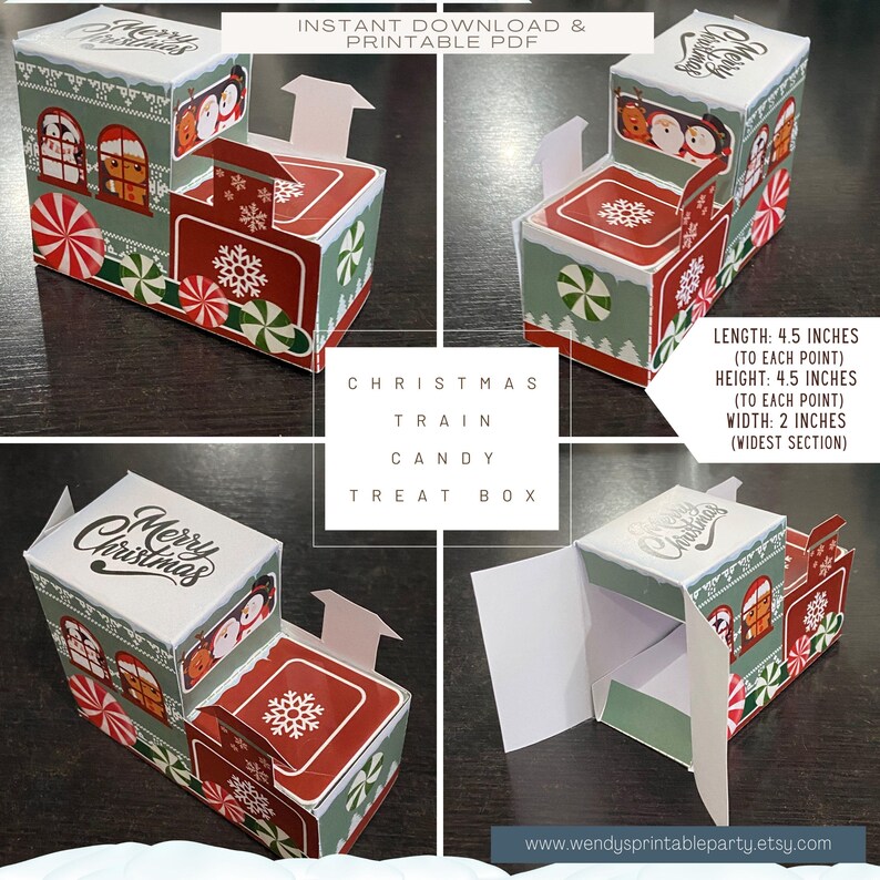 INSTANT DOWNLOAD Santa & Friends Christmas Sweet Train Treat Box ...
