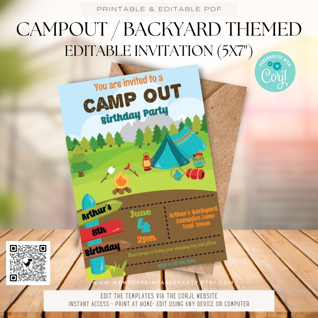 Campout Birthday Party Invitation, Camping Party, Backyard Birthday ...