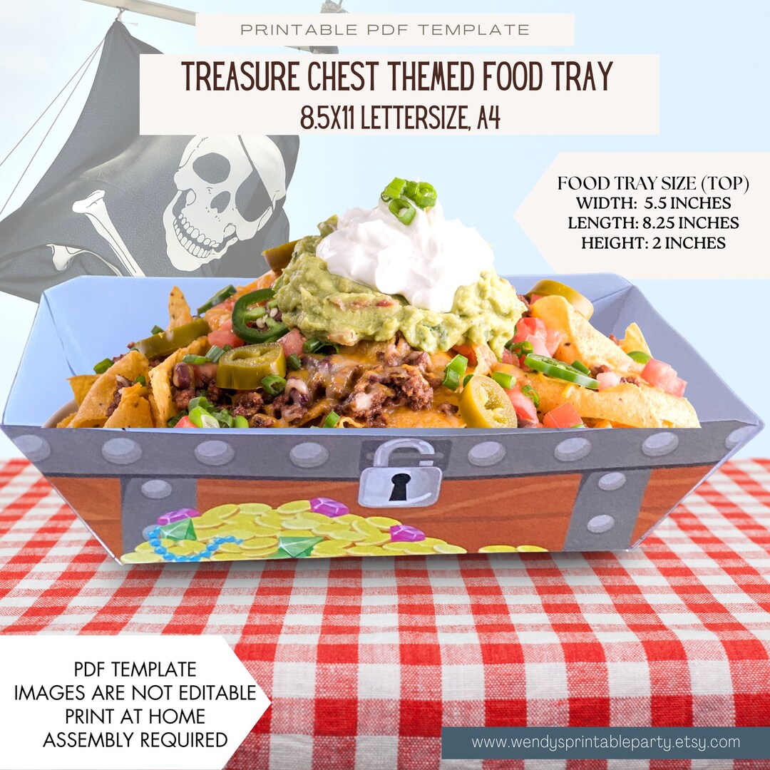 Instant Download - Ahoy Matey Treasure Chest Themed Hotdog / Nacho Tray ...