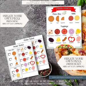 INSTANT DOWNLOAD Create Your Own Pizza Bundle With Pizza Box, Menu ...