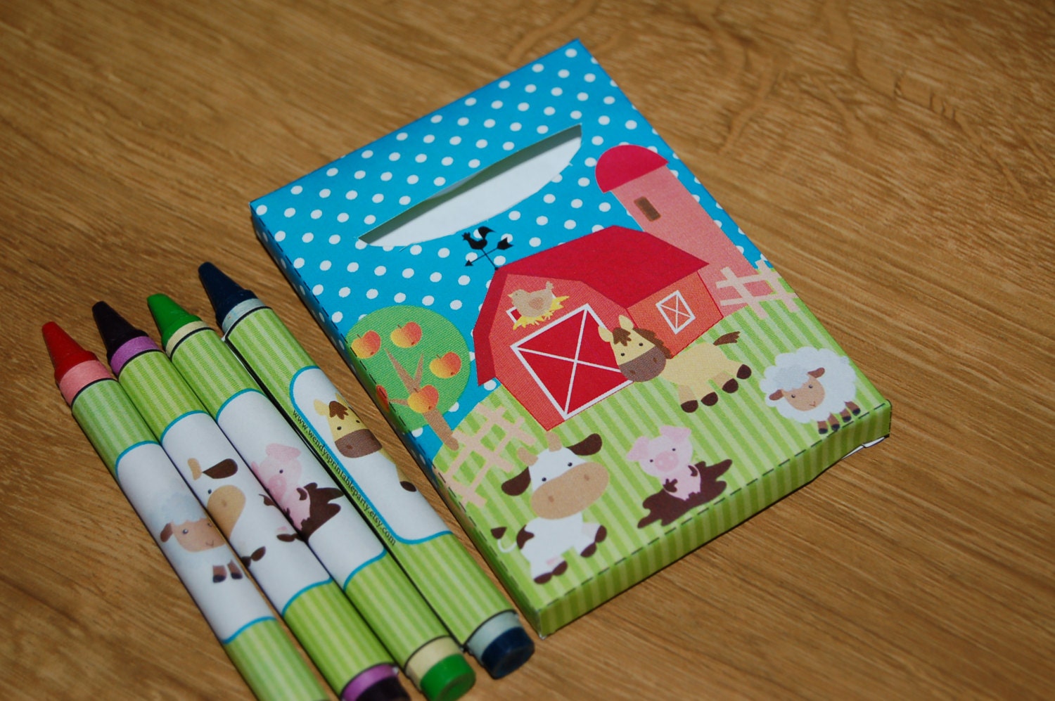 PDF Template Personalized Cute Barn / Farm Animal Theme Crayon Box ...