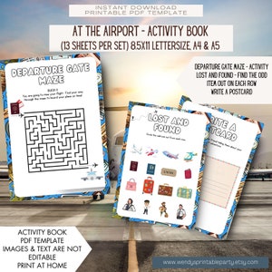 Kids Airport Travel Activity Book • Airplane Game Bundle • Travel ...