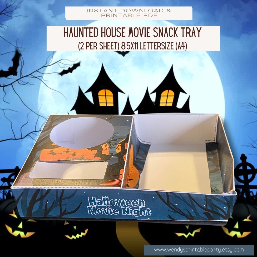 Instant Download PDF Template Kids Haunted House Halloween Movie Snack ...