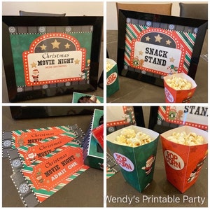 Personalised PDF Template Kids Christmas Movie Night / Cinema Set ...