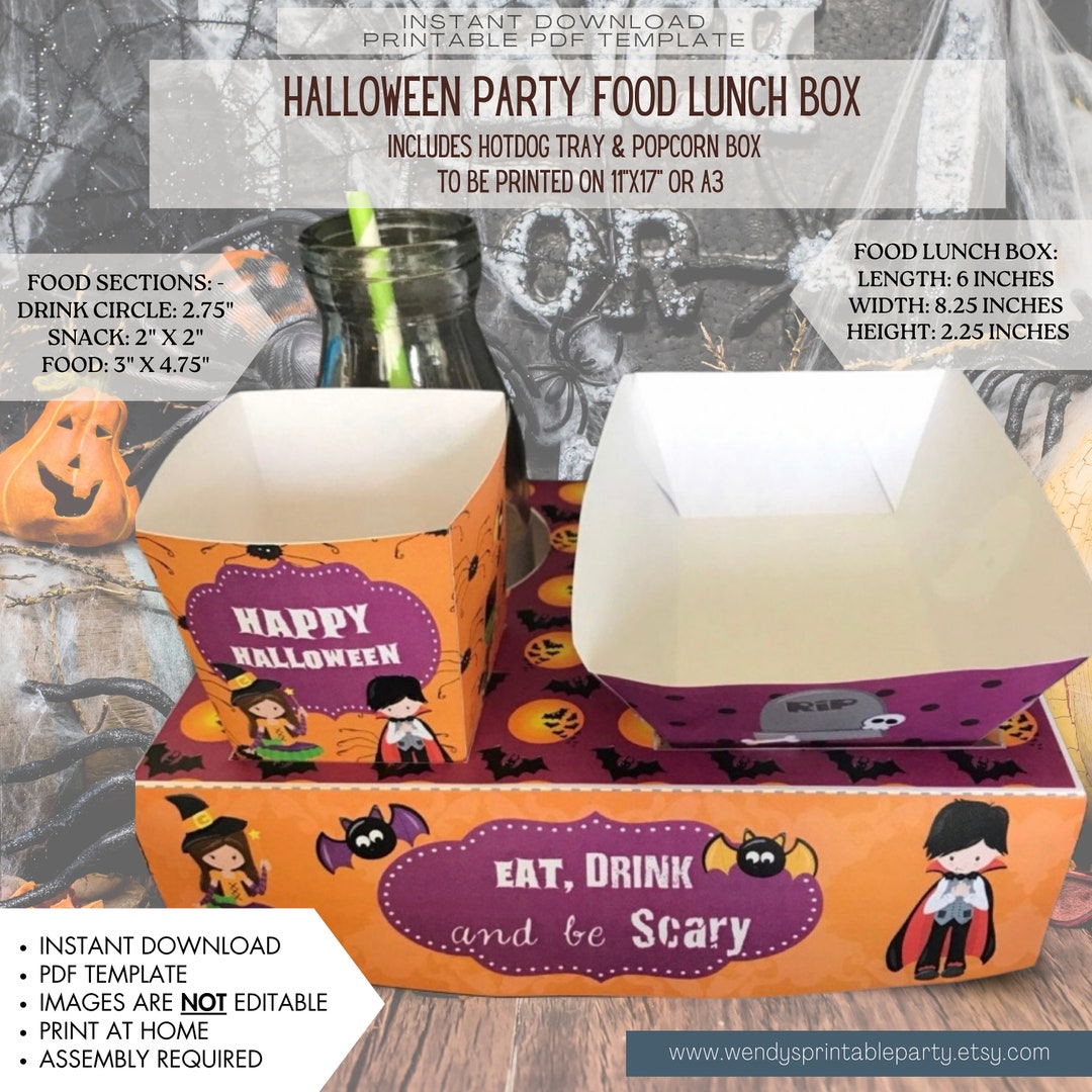 Instant Download PDF Template Halloween Themed Party Food Lunch Box W ...