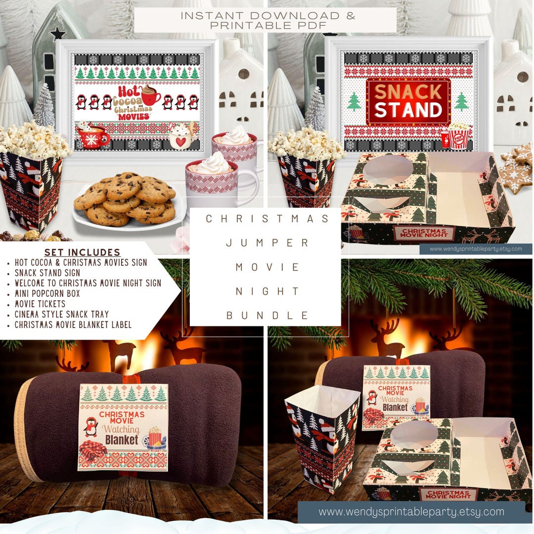 Instant Download Christmas Sweater Movie Night Bundle / Cinema Set ...