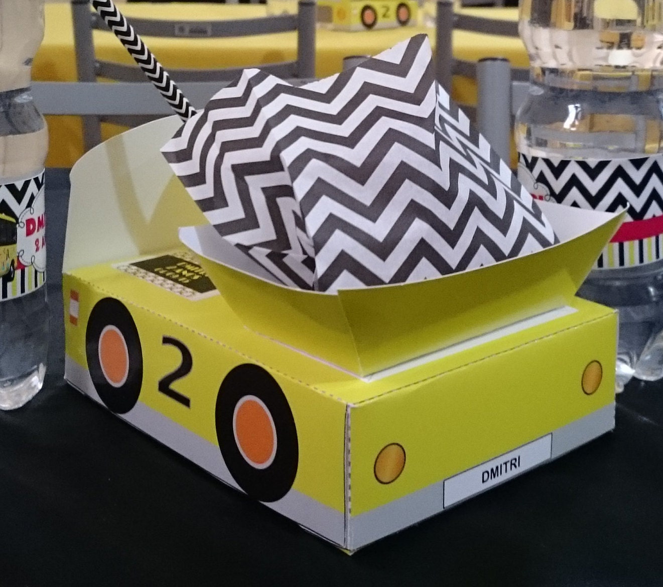 PDF template Bus Themed Party Food Lunch Box with hotdog tray | Etsy