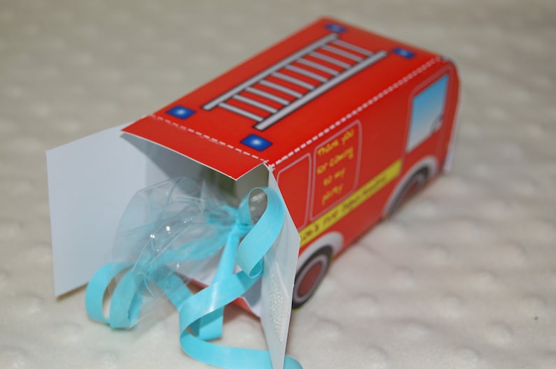 PDF Template Personalised Fire Engine / Fire Truck Favor Box (DIY ...