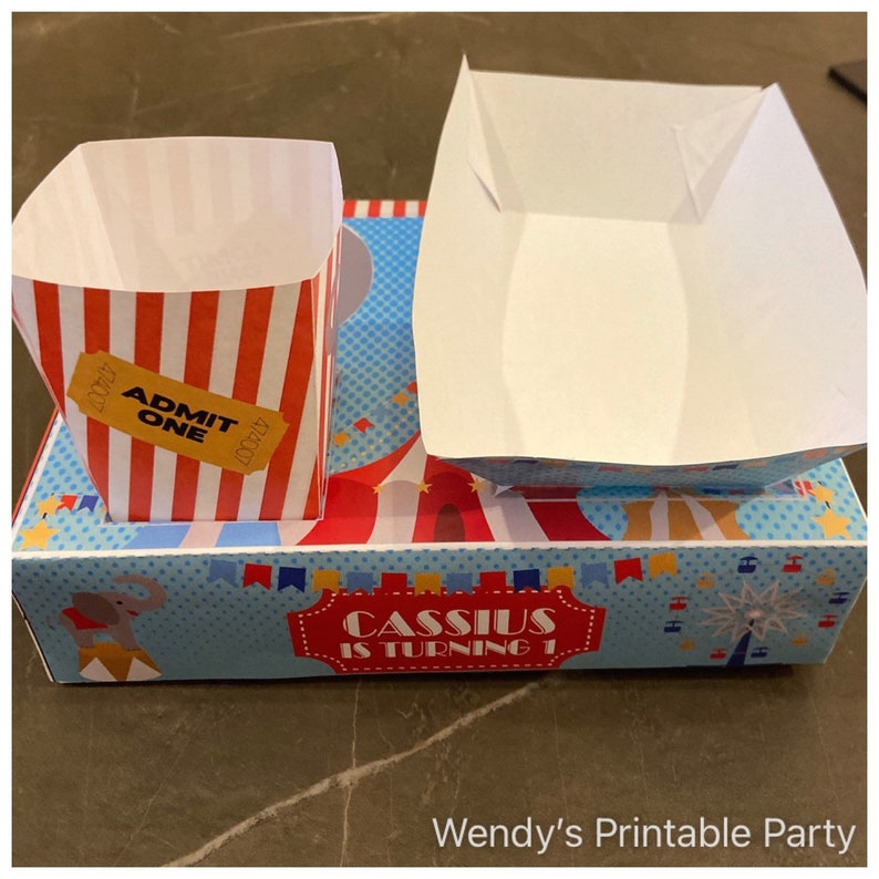 PDF Template Carnival / Circus Themed Party Food Lunch Box W/ - Etsy